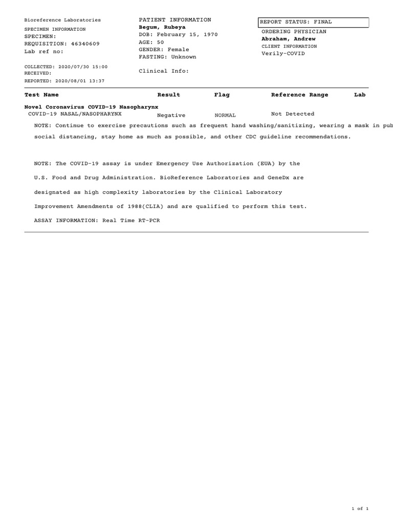 Test Name Result Flag Reference Range Lab: Patient Information | PDF