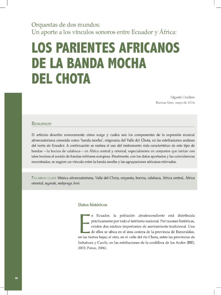 Los Parientes Africanos de La Banda Mocha Del Chota | PDF
