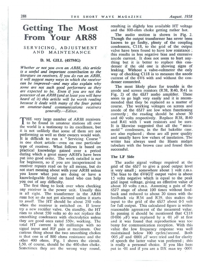 Getting The Most From Your AR-88 | PDF | Diode | Vacuum Tube