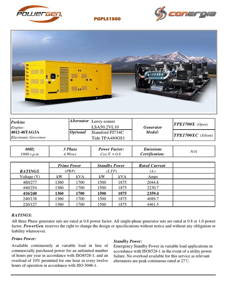 PGPLS1500: Leroy-Somer LSA50.2VL10 Stamford PI734C Tide TPA480GS1 | PDF | Internal Combustion ...