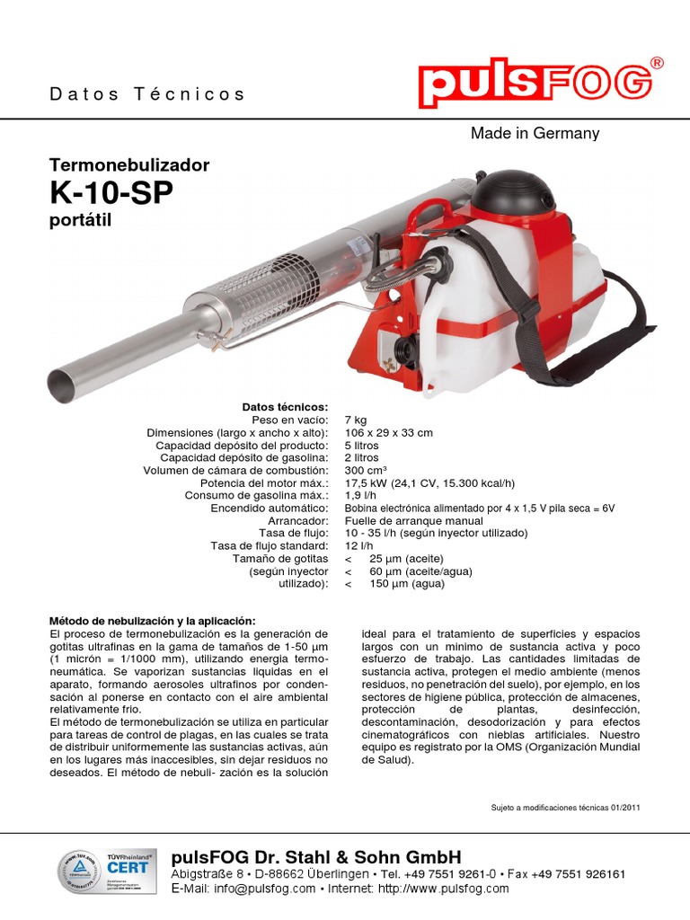pulsFOG Datos Técnicos K-10-SP | PDF | Carburador | Inyección de ...