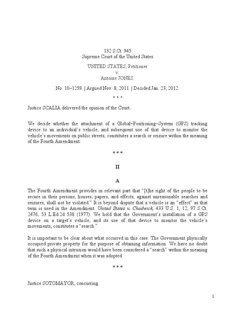 US v. Jones | PDF | Fourth Amendment To The United States Constitution ...