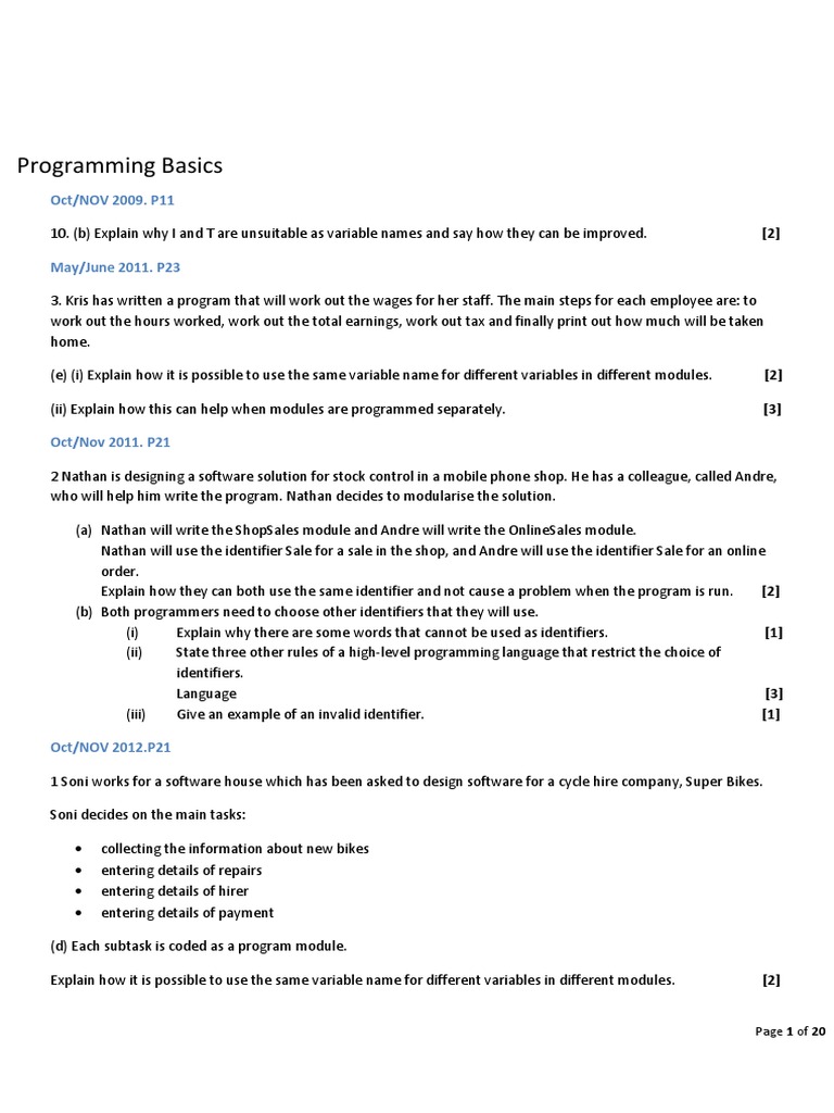 Programming Basics | PDF | Computer Program | Programming