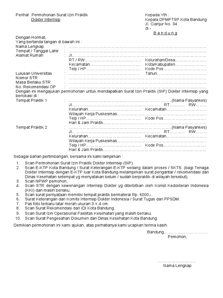 Formulir SIP Dokter Internsip PDF | PDF