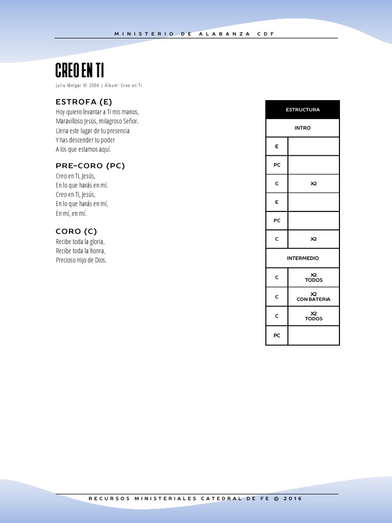 Creo en Ti - Letra | PDF