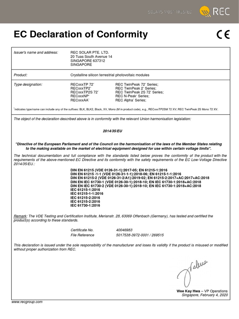 EC Declaration of Conformity | PDF