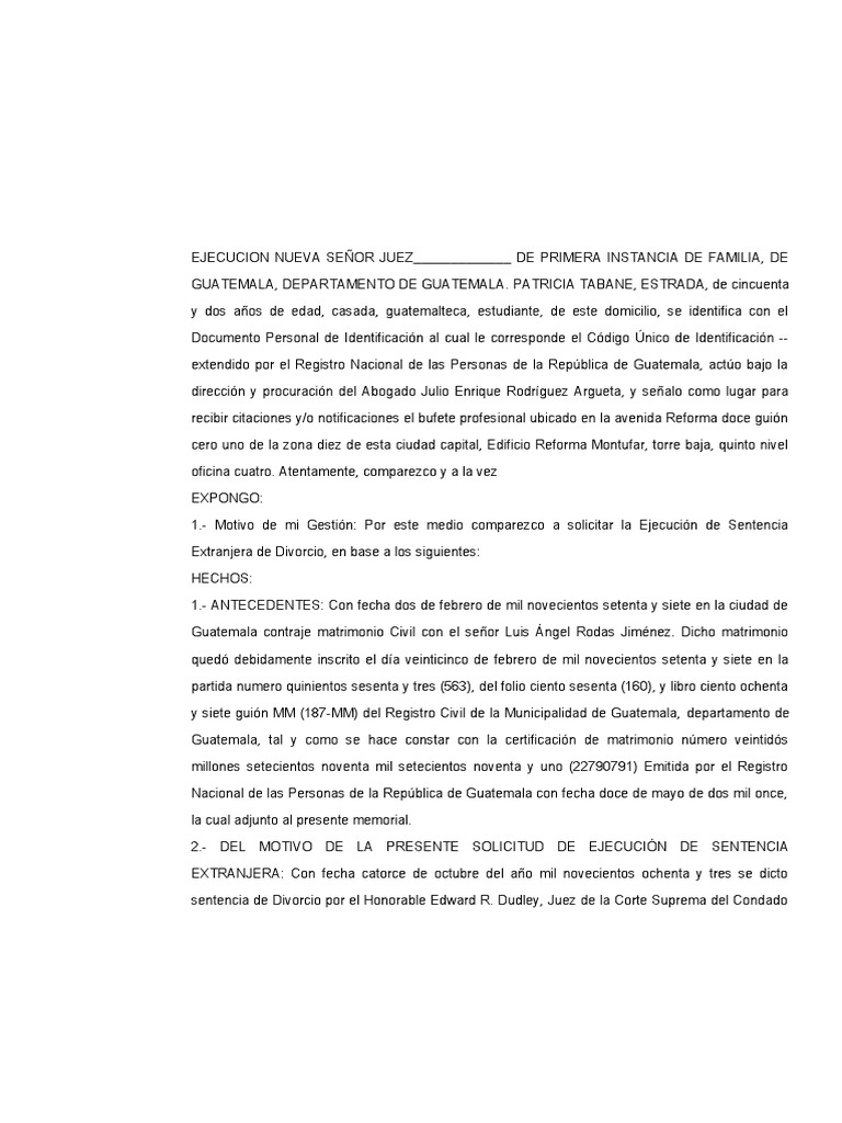 Ejecucion de Sentencia Extranjera | PDF | Guatemala | Sentencia (ley)
