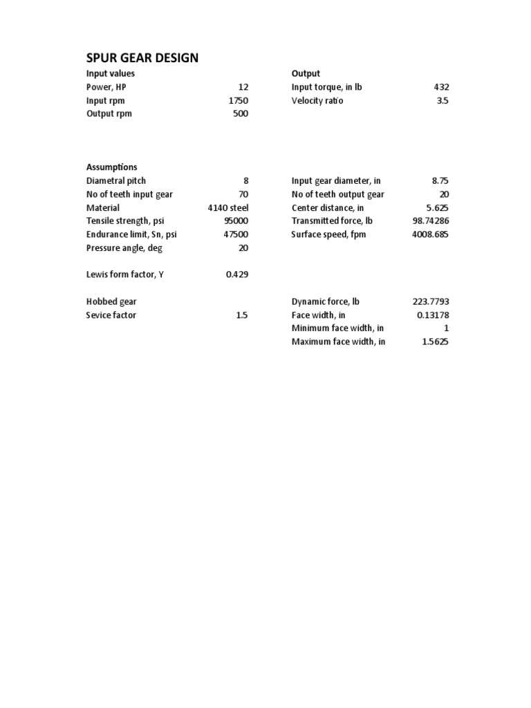 Spur Gear Design