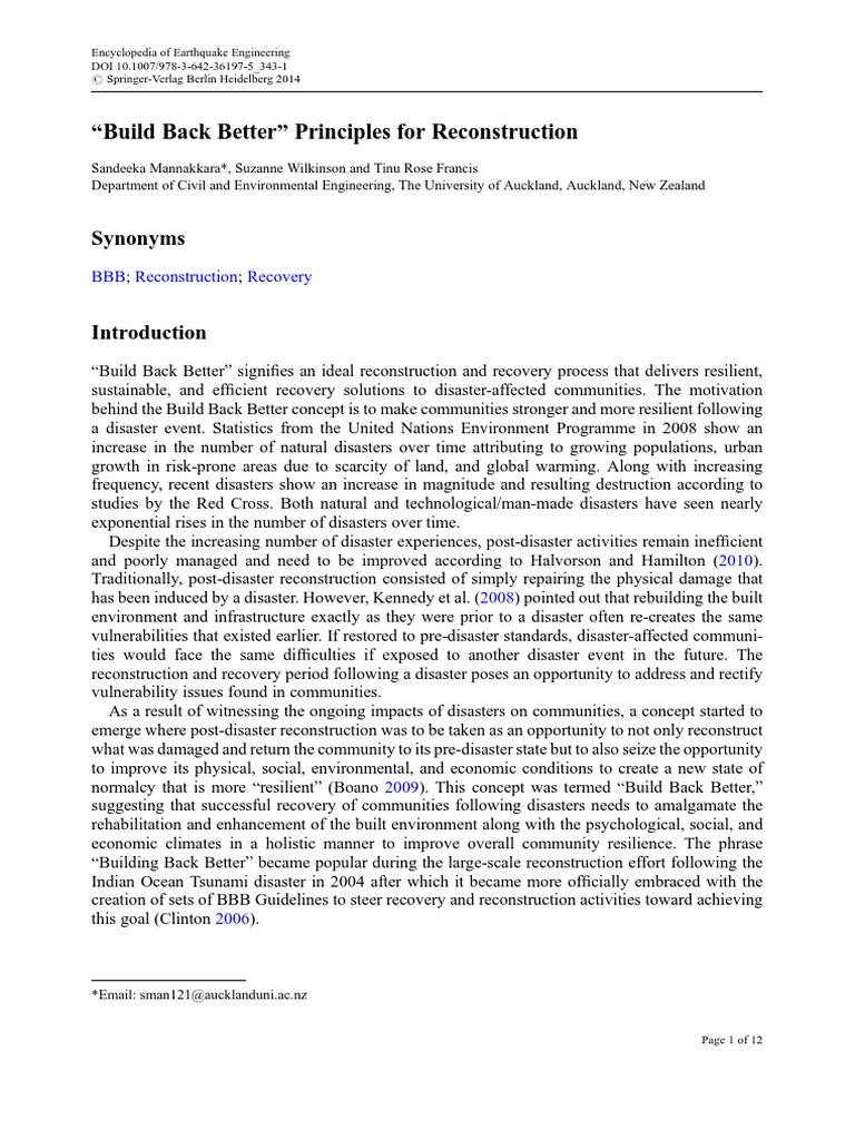 Build Back Better 2 | PDF | Emergency Management | Disaster Risk Reduction