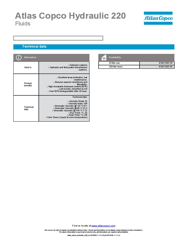 AC Hydraulic 220 Datasheet | PDF
