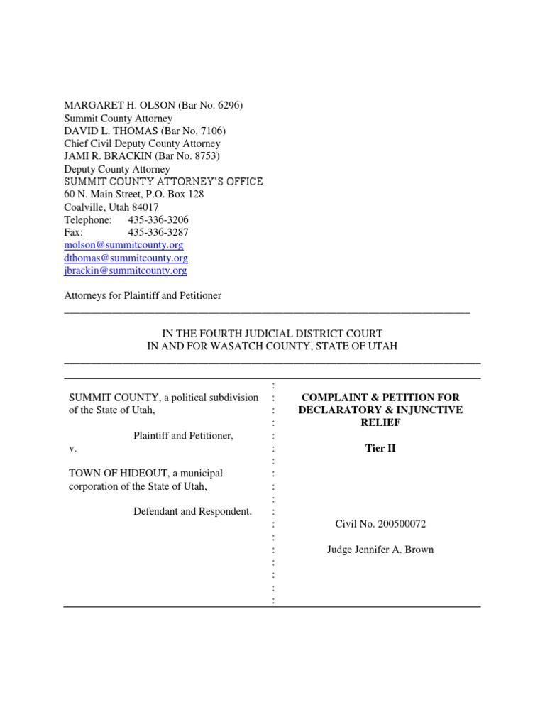 Complaint Petition For Declaratory Injunctive Relief (Filed 7 31 20) | PDF | Bill (Law) | Complaint