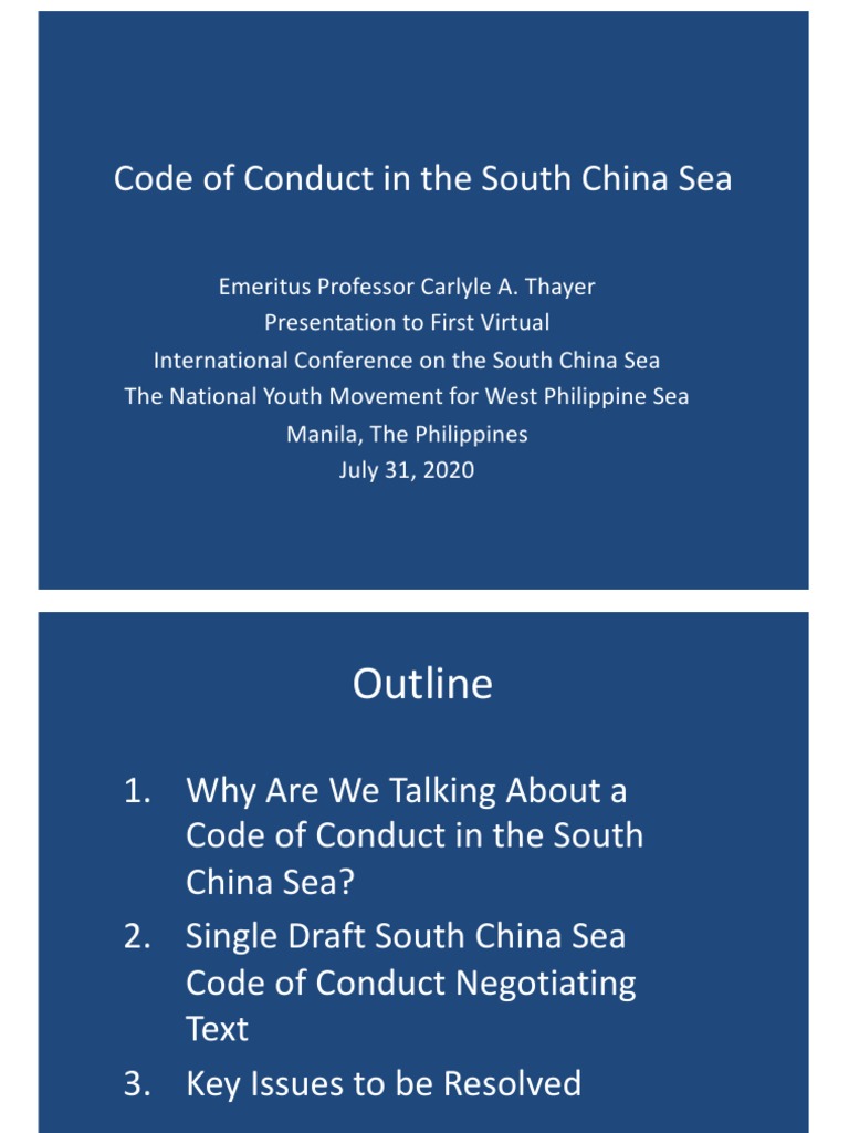 Thayer Code Of Conduct In The South China Sea Pdf Government