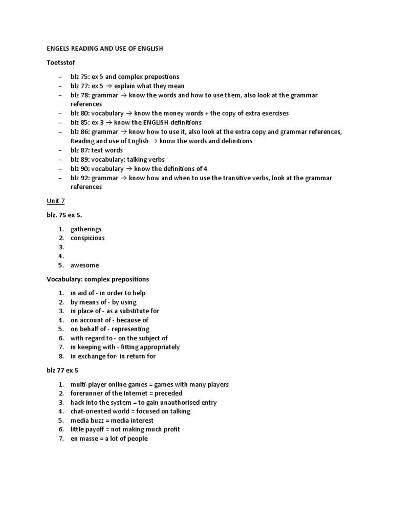 Samenvatting Engels Vwo 5 Unit 7 en 8 | PDF | English Language ...
