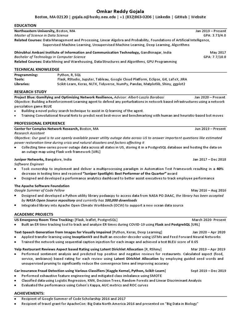 Omkar Reddy Gojala: Education | PDF | Receiver Operating Characteristic | Computing