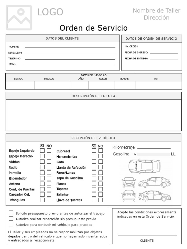 Formato de Orden de Servicio | PDF