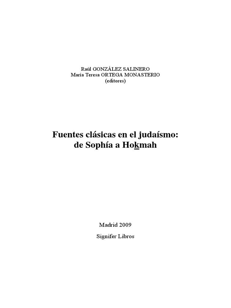 Fuentes Clasicas en El Judaismo de Sophia A Hokman | PDF | Alejandria ...