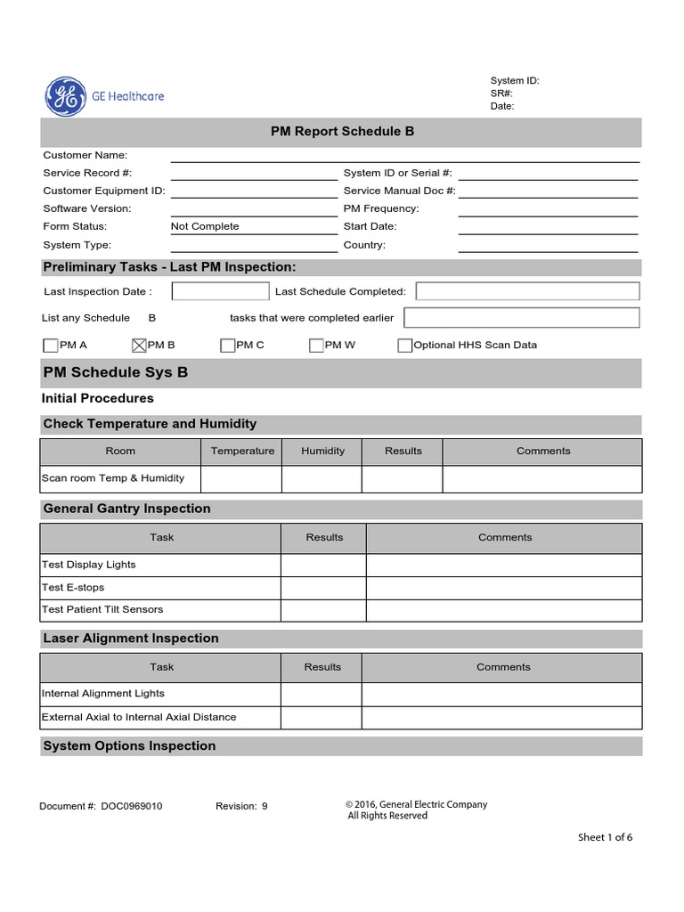 PM Schedule B Checklist | PDF | Equipment | Mechanical Engineering