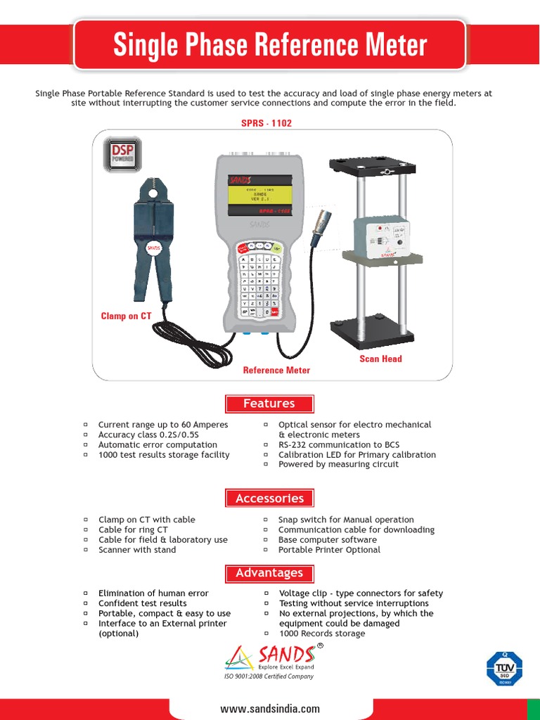 Single Phase Reference Meter: SPRS - 1102 | PDF | Calibration | Image ...