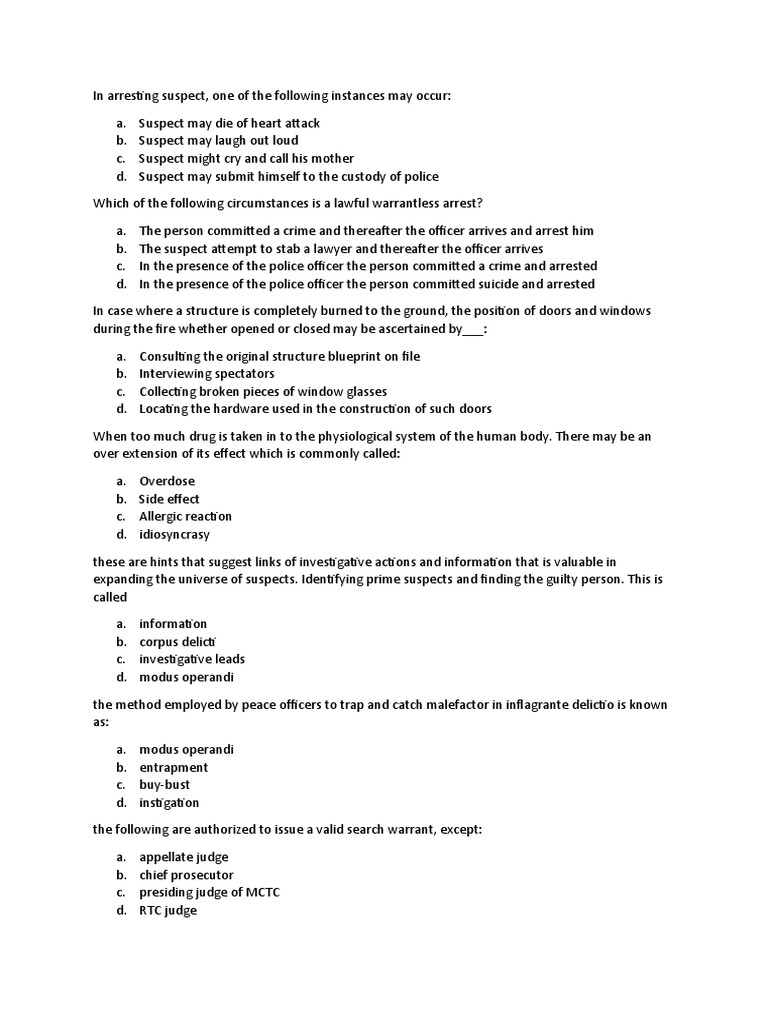 CDI Question Final Coaching | PDF | Arrest | Traffic