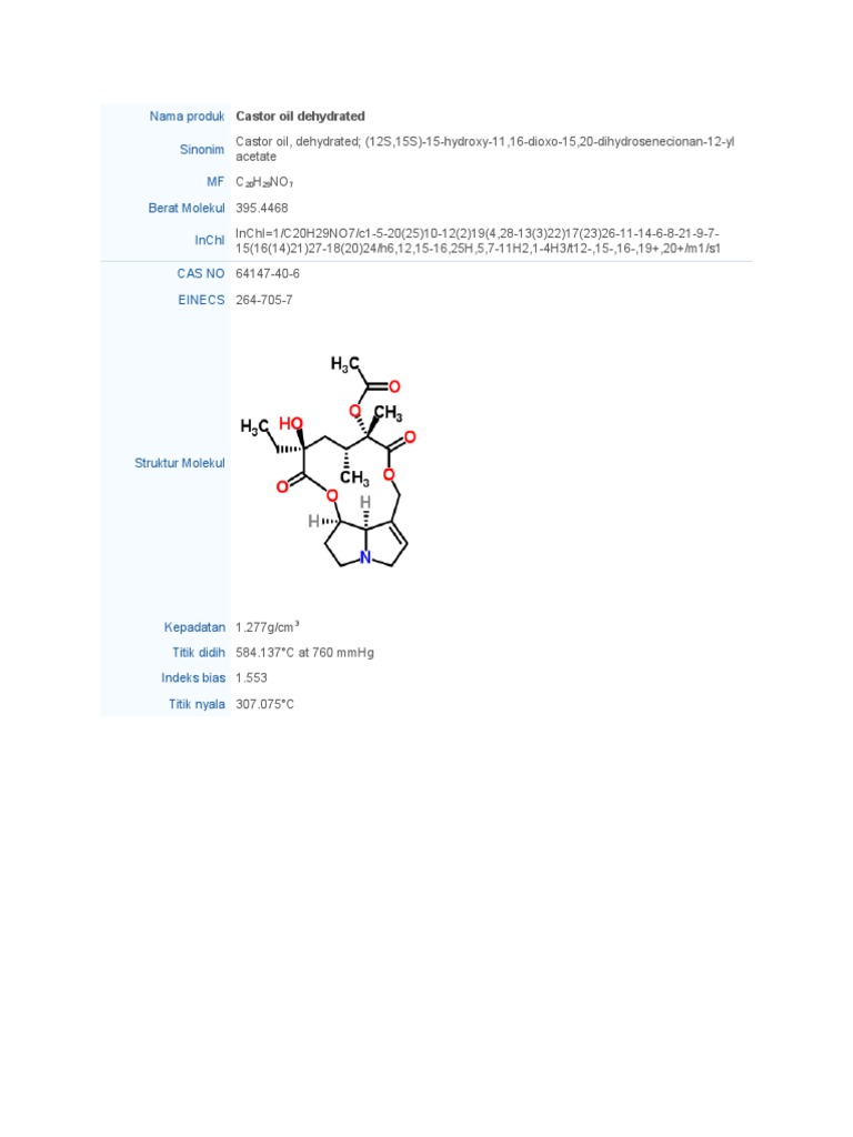 Dehydrated Castor Oil (CAS 64147-40-6) | PDF | Technology & Engineering