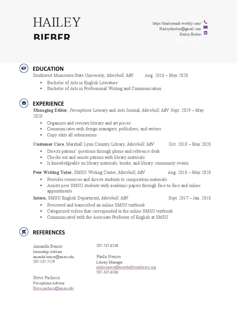 Hailey Bieber Resume 2 | PDF