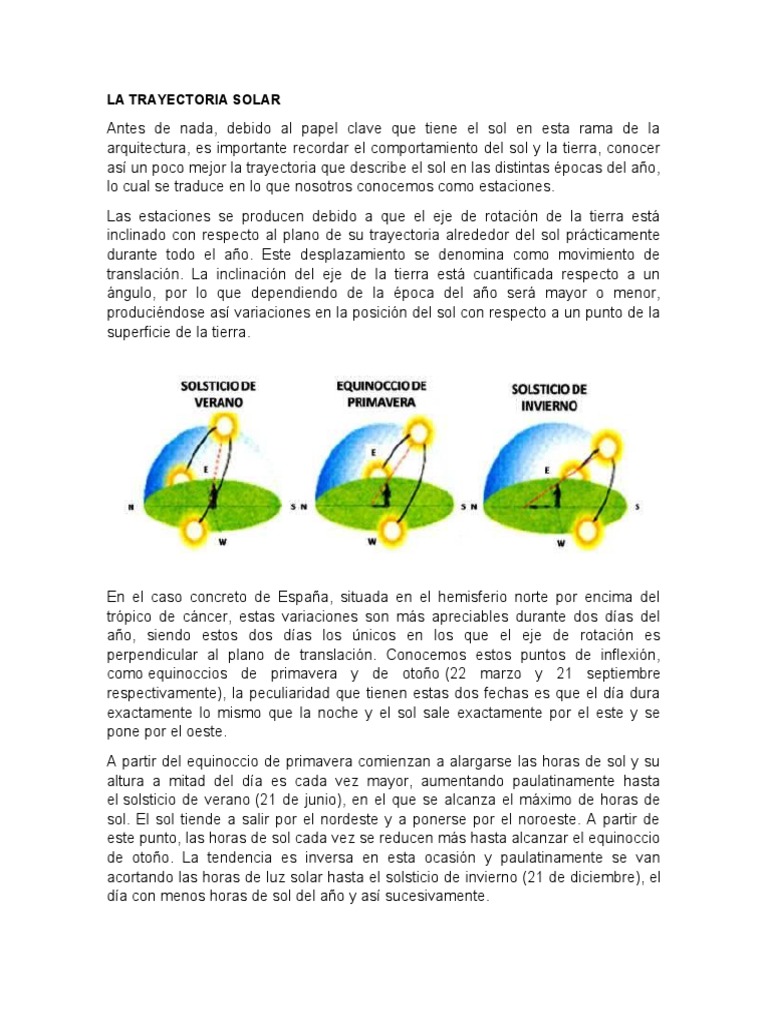 Trayectoria Solar y su Influencia Arquitectónica | PDF | Astronomía ...