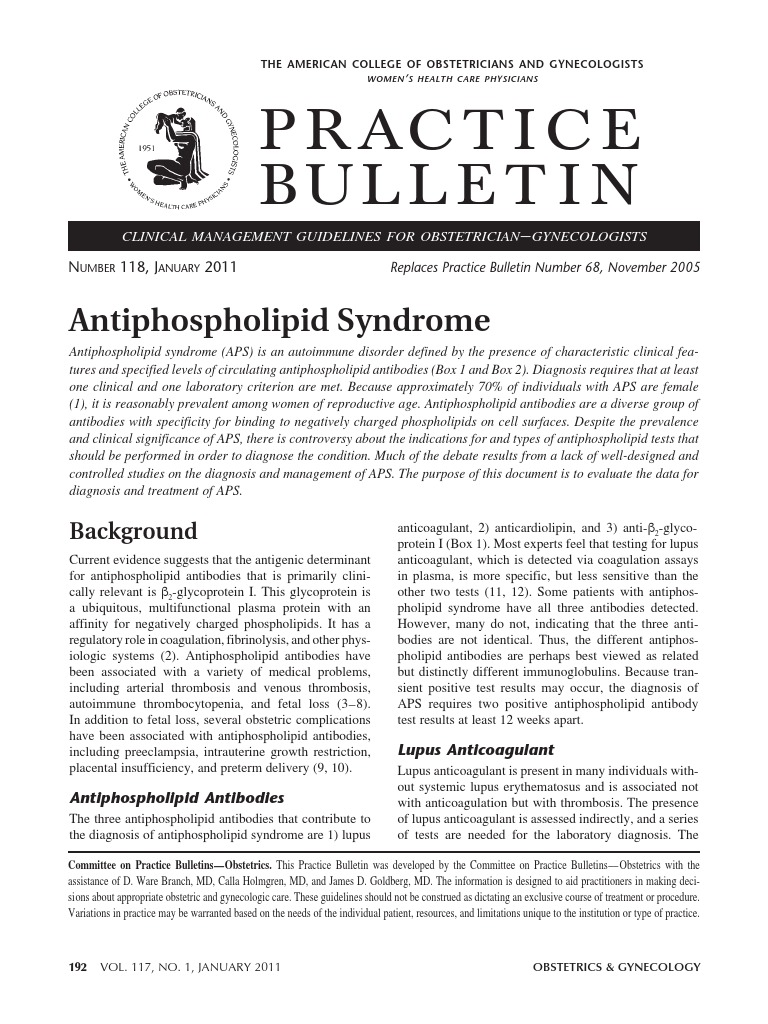 Acog SDR Antifosfolipidic | PDF | Clinical Medicine | Health Sciences