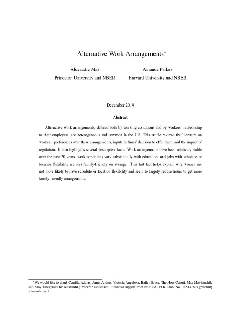 Alternative Work Arrangements 01 PDF | PDF | Temporary Work | Gender ...