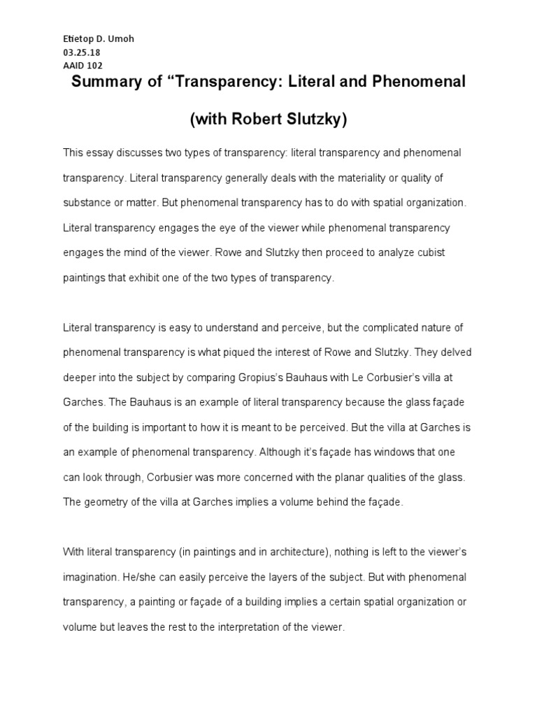 Transparency in Art and Architecture | PDF