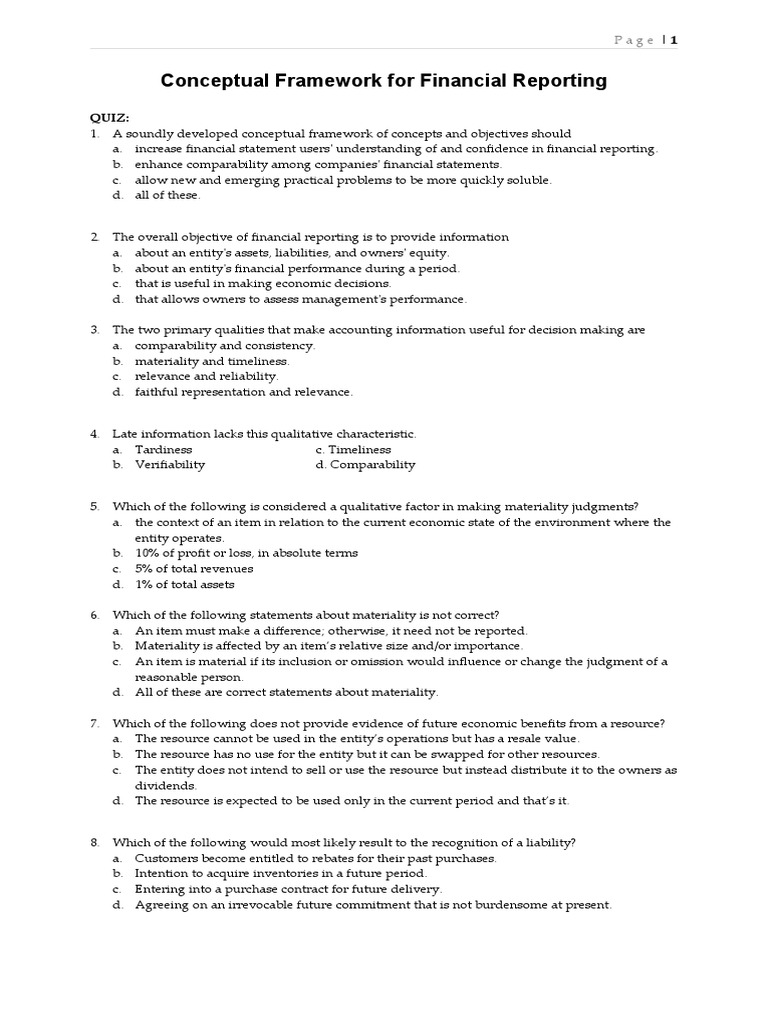Conceptual Framework For Financial Reportingquest | PDF | Financial ...