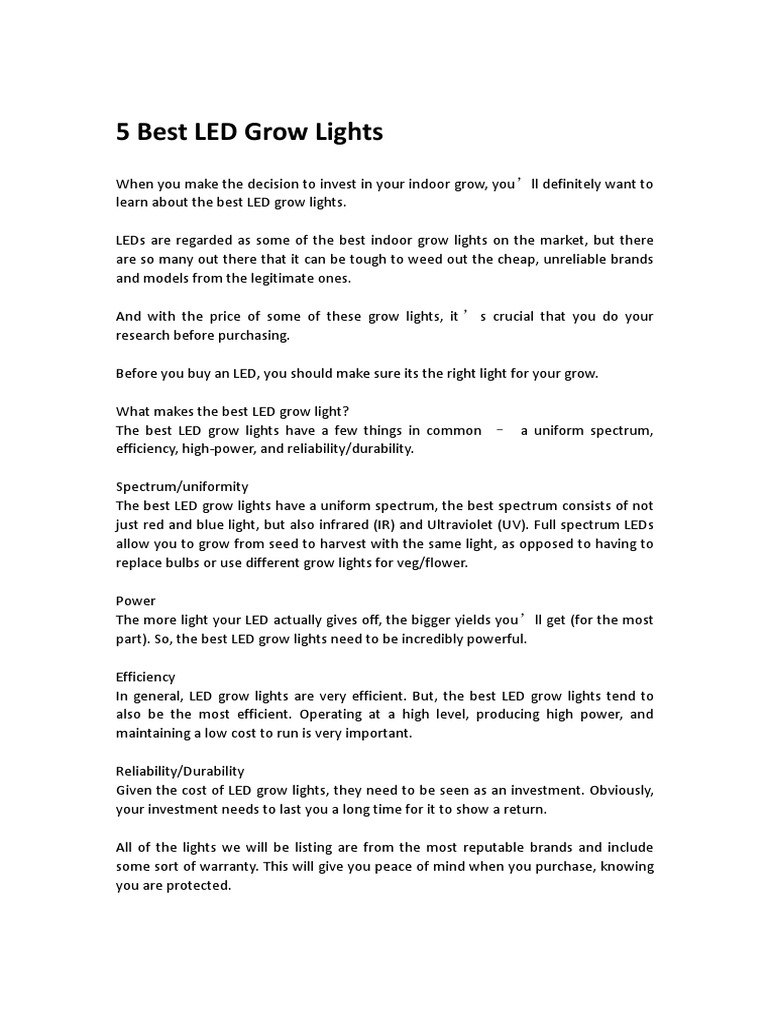 5 Best LED Grow Lights PDF | PDF | Light Emitting Diode | Light