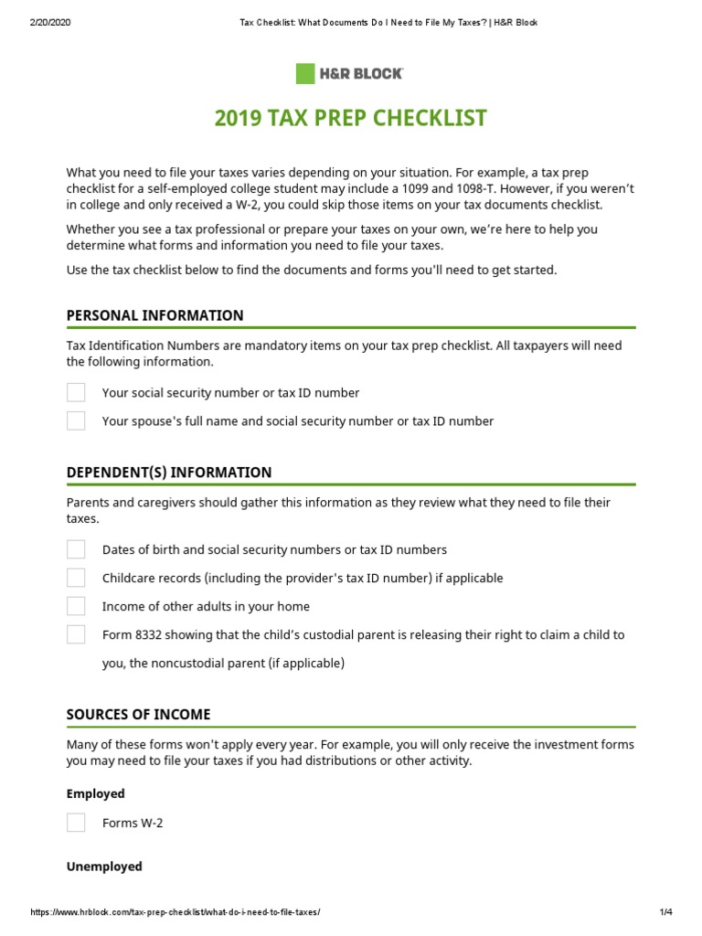 Personal Tax Checklist | PDF | Irs Tax Forms | Social Security (United ...