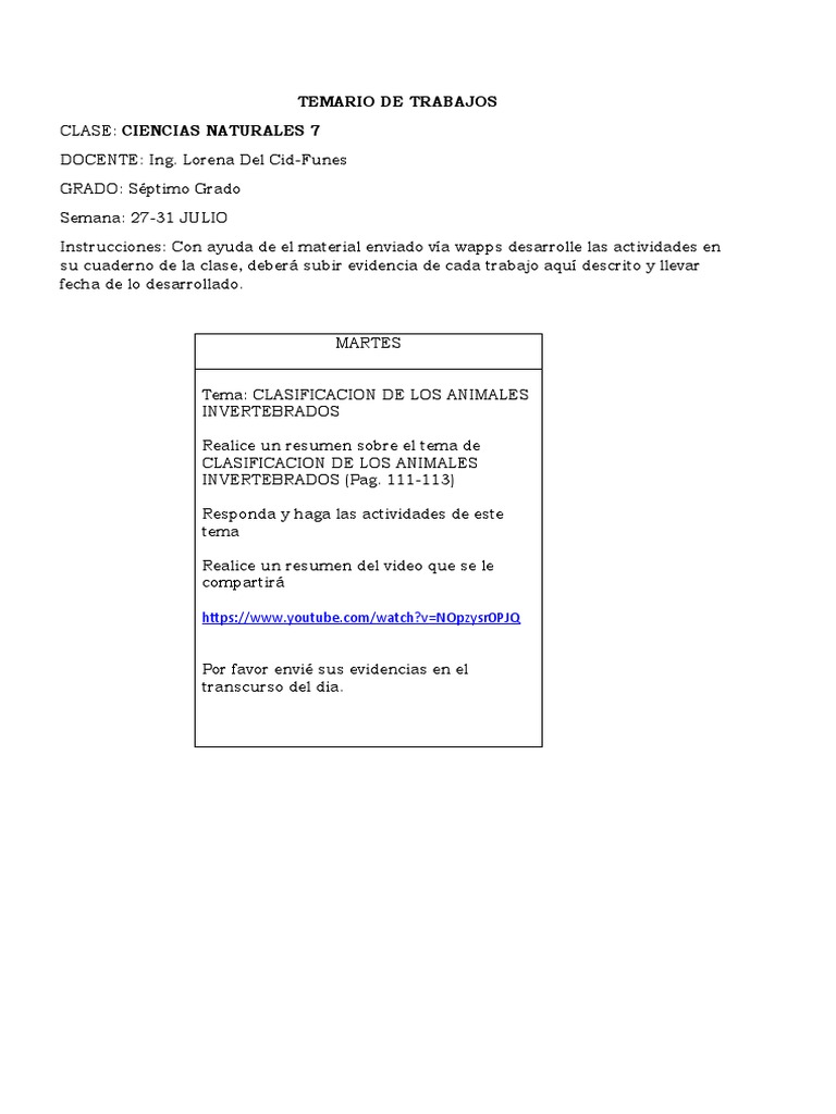 Temario Septimo 31 Julio | PDF