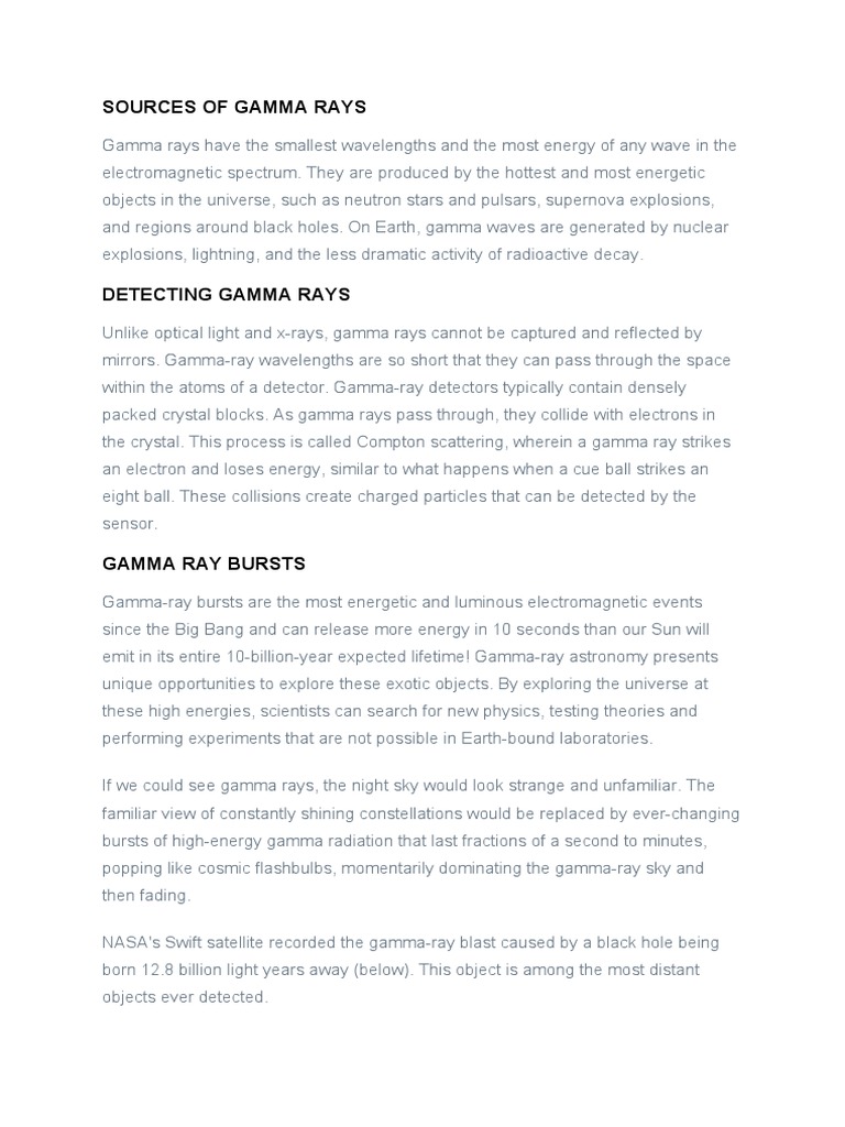 Sources of Gamma Rays & Their Detection | PDF | Gamma Ray ...