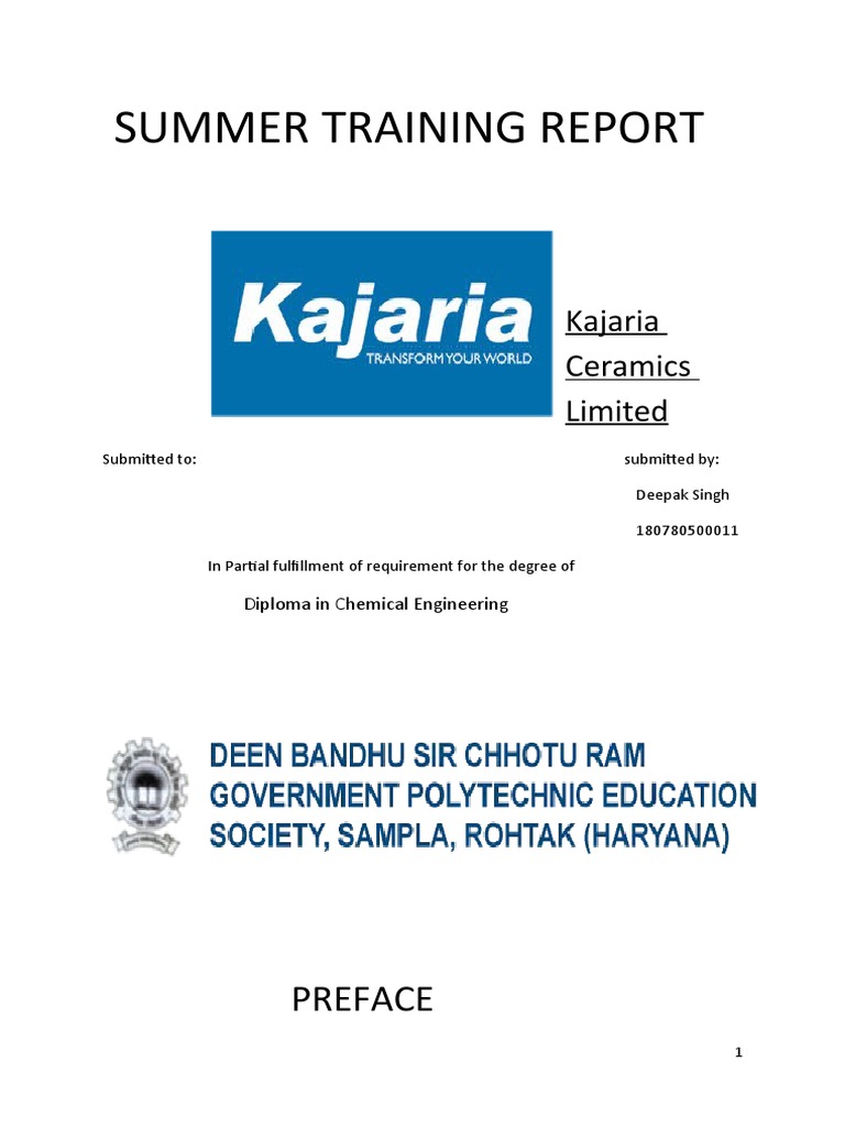 Summer Training Report | PDF | Tile | Ceramics