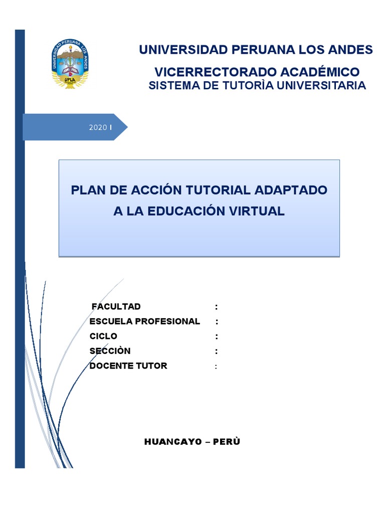 Plan de Accion Tutorial 2020 | PDF | Aprendizaje | Análisis FODA