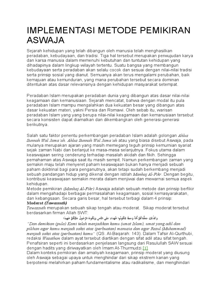Implementasi Metode Pemikiran Aswaja | PDF