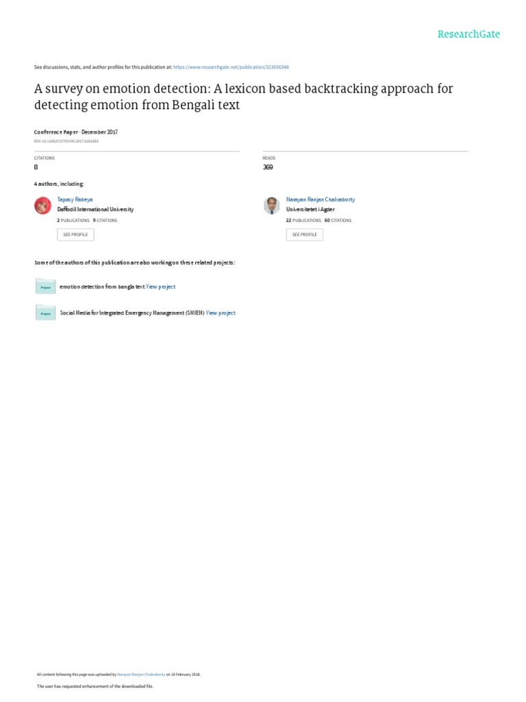 A Survey On Emotion Detection A Lexicon Based Backtracking Approach For Detecting Emotion From