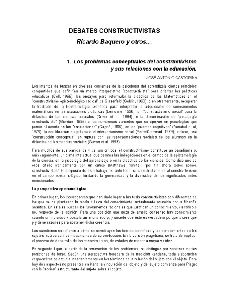 Debates Constructivistas | PDF | Constructivismo (filosofía de la ...