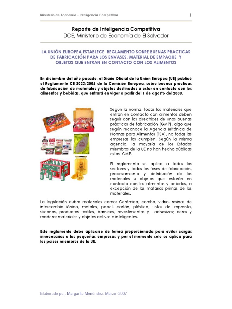 UE Reglamento BPM para Envases y Empaque Alim | PDF | Unión Europea ...