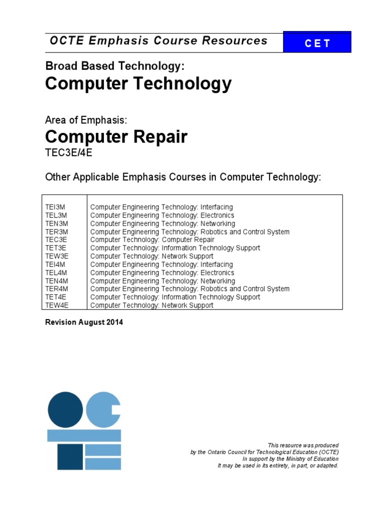 TEJ - TEC - CET - Computer Repair Emphasis | PDF | Occupational Safety ...