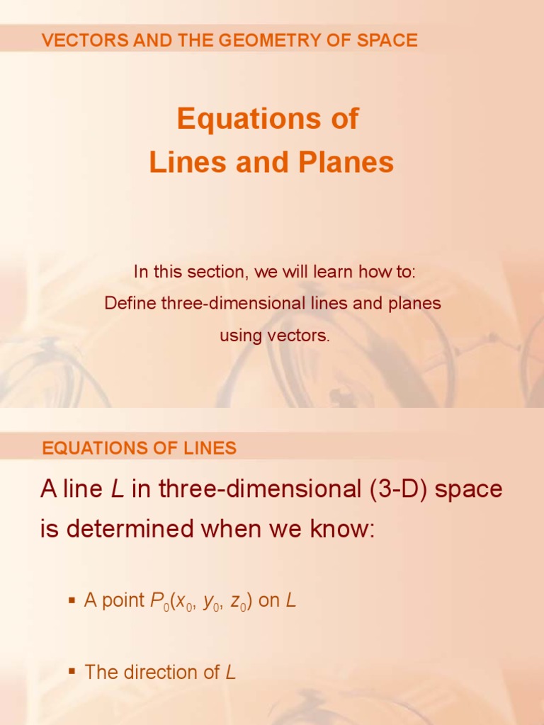 Module 5 Equations of Lines and Planes | PDF | Plane (Geometry) | Line ...