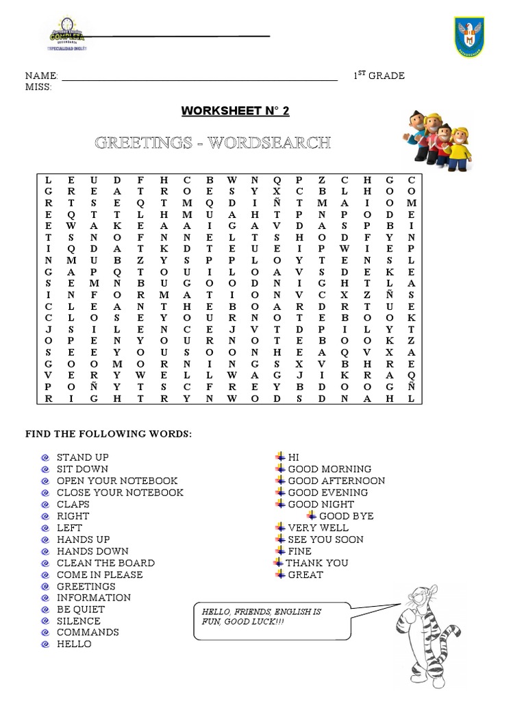Greetings - Wordsearch: Worksheet #2 | PDF