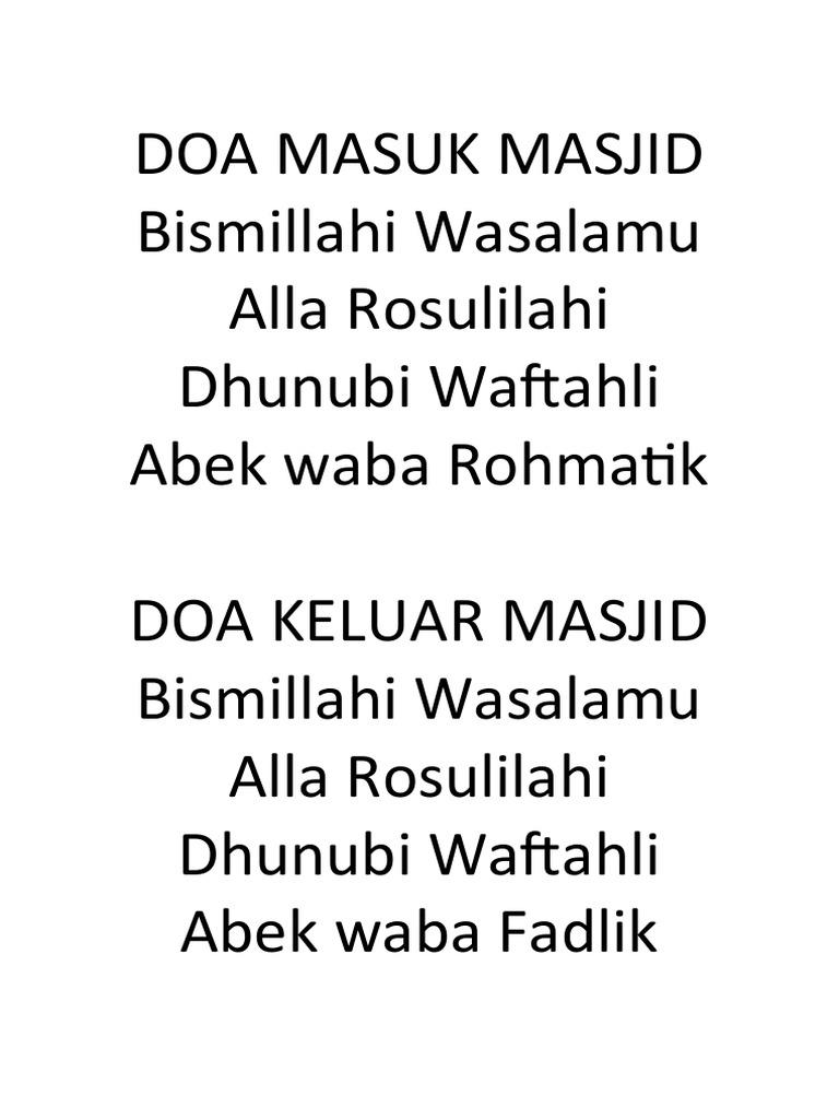 Doa Masuk Masjid Pdf