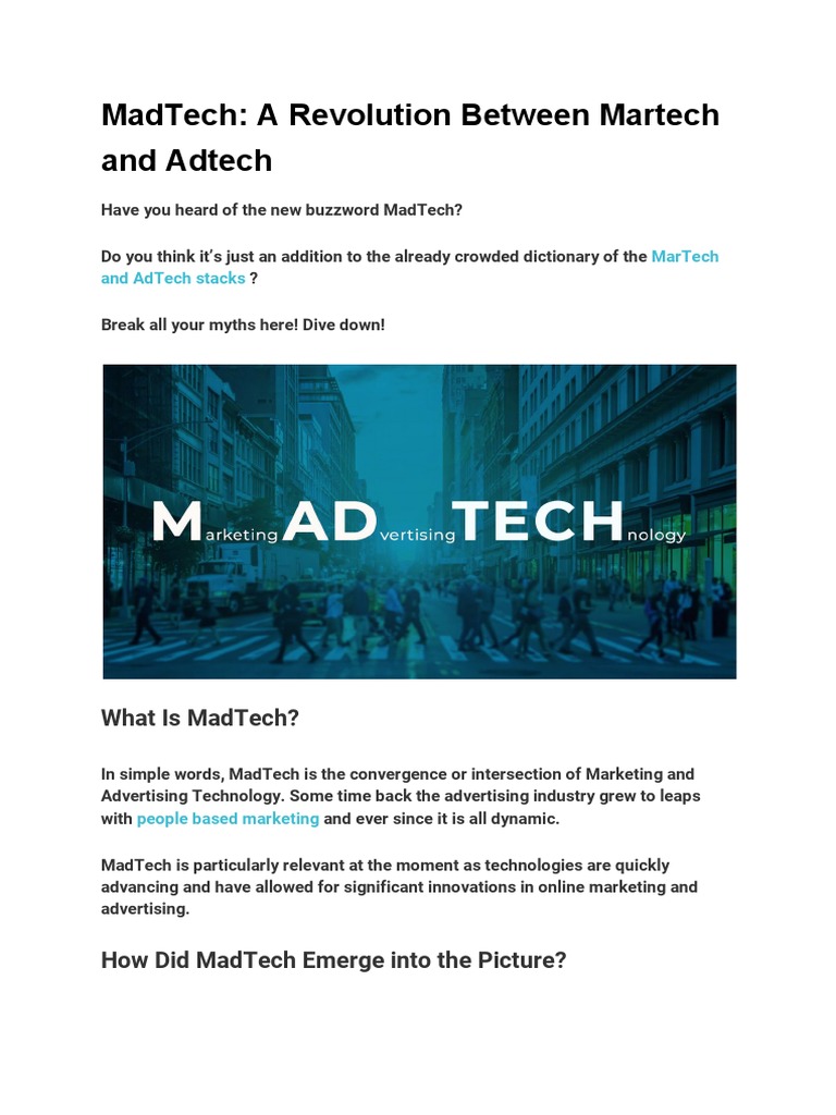 MadTech - A Revolution Between Martech and Adtech PDF | PDF | Marketing ...