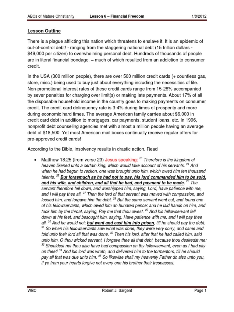 Lesson 6 - Financial Freedom PDF | PDF | Bankruptcy | Credit