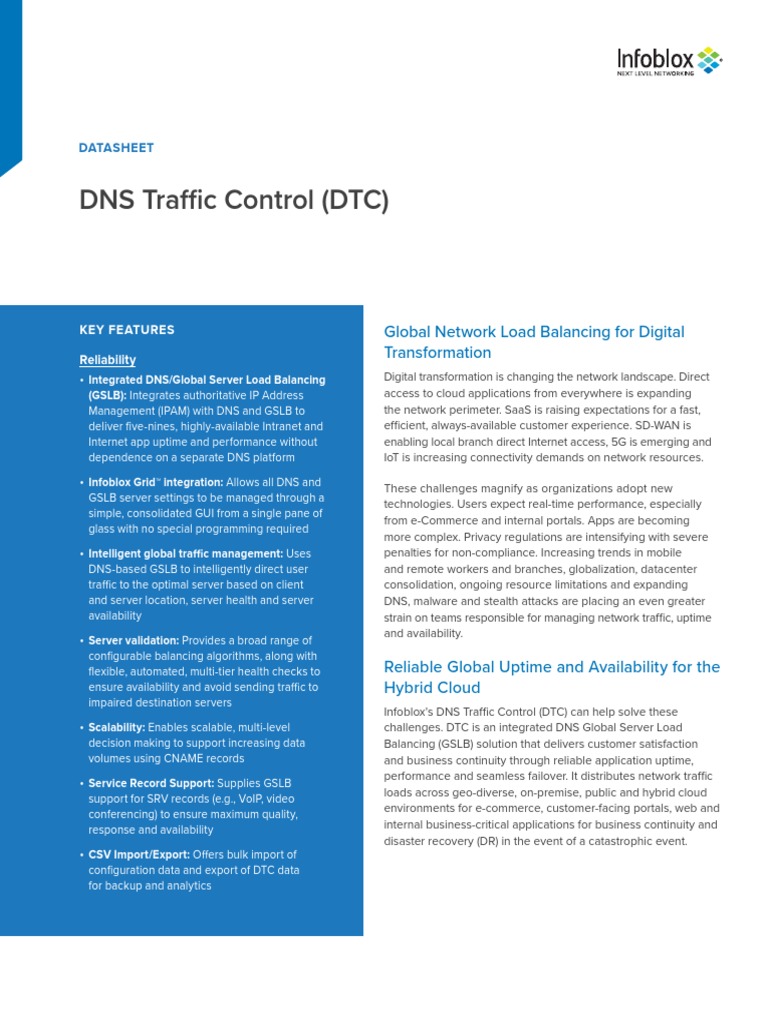 Infoblox Datasheet Infoblox Dns Traffic Control PDF | PDF | Load ...