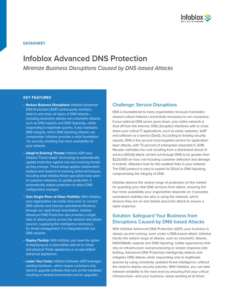Infoblox Datasheet Infoblox Advanced Dns Protection PDF | PDF | Denial ...