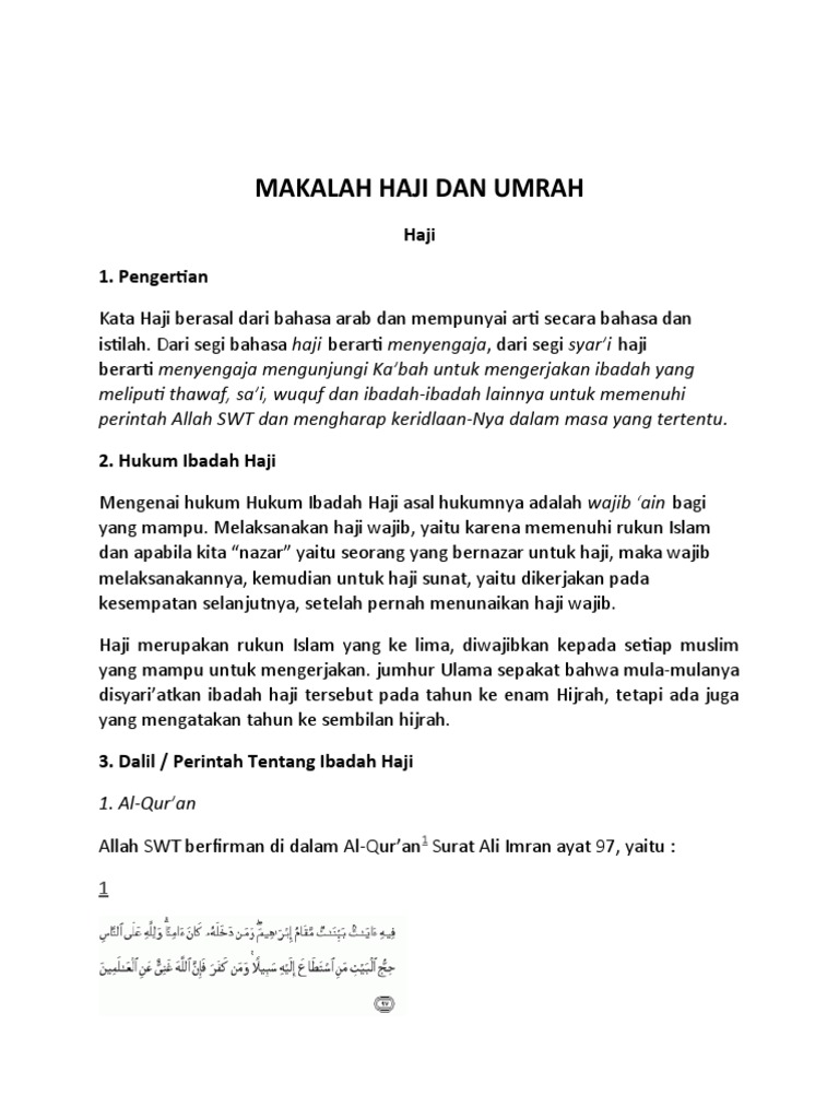 Dalil Haji dan Umrah dalam Islam | PDF