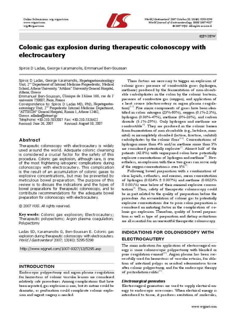 Colonic Gas Explosion During Therapeutic Colonoscopy With ...